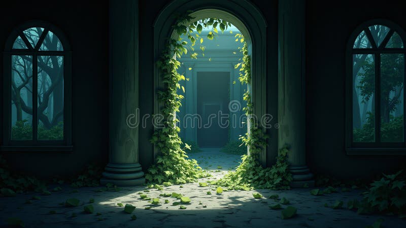 Desolate Dreams: the Haunting Asylum Remnants Stock Illustration ...