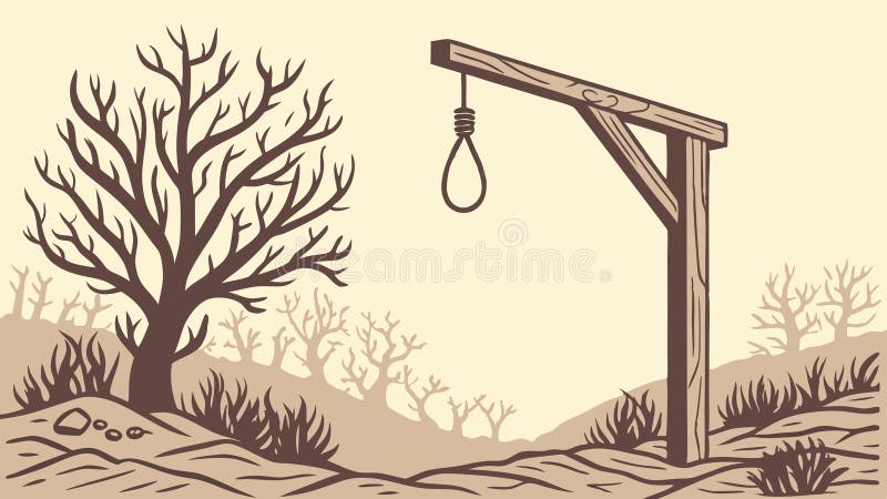 Desolate Gallows by Solitary Bare Tree Vector Art, Vector Design ...