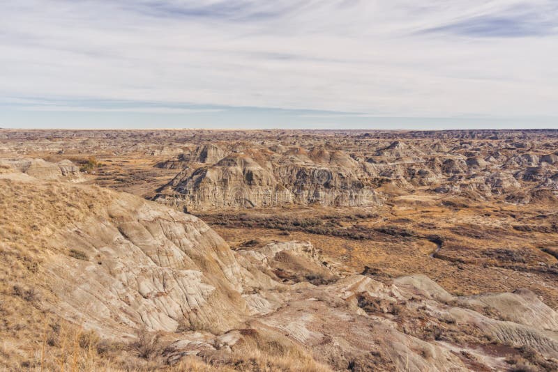 Desolate Landscape of Alberta Dinosaur Provincial Park Stock Photo ...