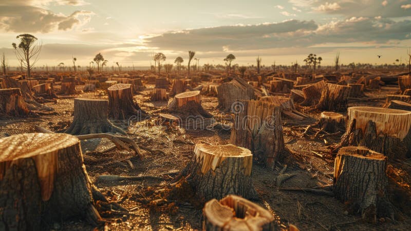 Desolate Landscape after Deforestation Stumps Marking the Environmental ... Desolate Landscape after Deforestation Stumps Marking the Environmental ...