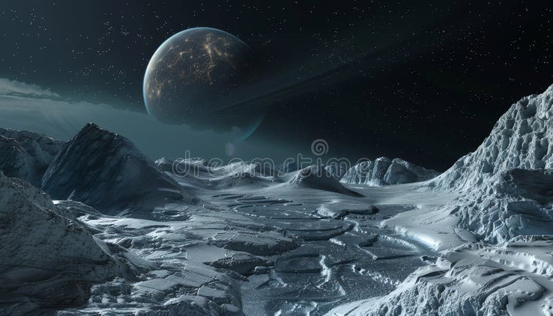 A Desolate Landscape with a Large Planet in the Background by AI ...