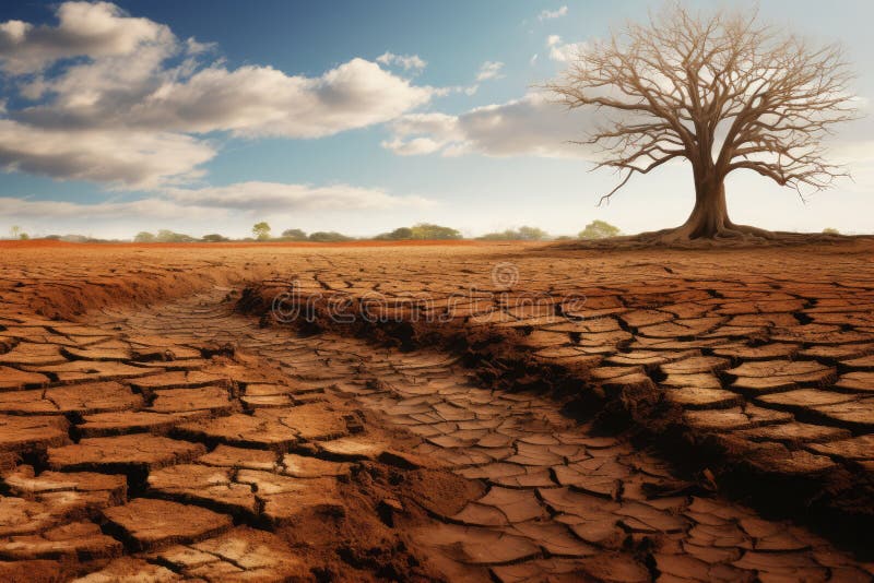 Desolate Landscape Under the Impact of Severe Drought. Stock Image ...
