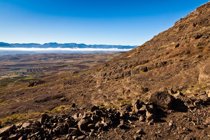 Desolate Mountain Landscape in Morning Sun Stock Image - Image of ...
