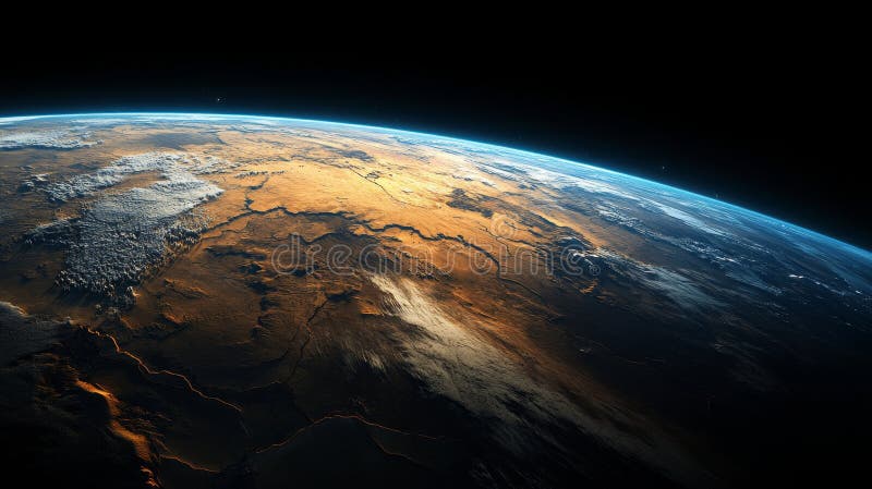 Desolate Obsidian-Hued Earth with Ancient Scarred Landscape Stock ...