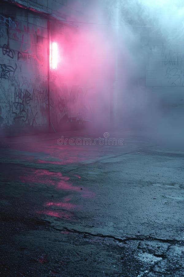 Desolate Parking Garage with Eerie Pink Light Generated Using AI. Stock ...