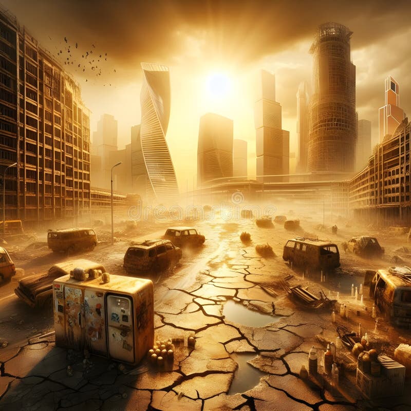 A Desolate Post-apocalyptic Metropolis Stock Illustration ...