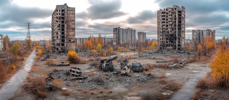 Desolate Postapocalyptic Ruins: a Dramatic Closeup of Catastrophic ...
