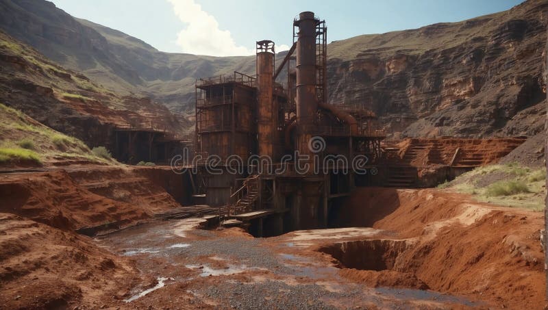 Desolate Remnants: Rusty Metal Buildings in an Abandoned Mining Complex ...