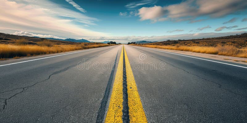 Desolate Road Stretching through Remote Landscape Stock Photo - Image ...