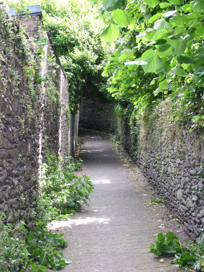 Desolate rock wall path stock photo. Image of green, tranquil - 24002030