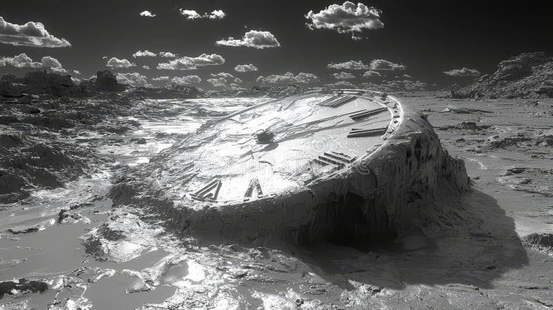 In a Desolate Setting, a Surreal Melting Clock on a Table Symbolizes ...