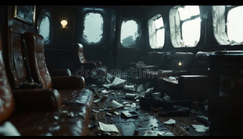 Desolate Ship Interior: a Post-Apocalyptic Scene of Abandonment and ...