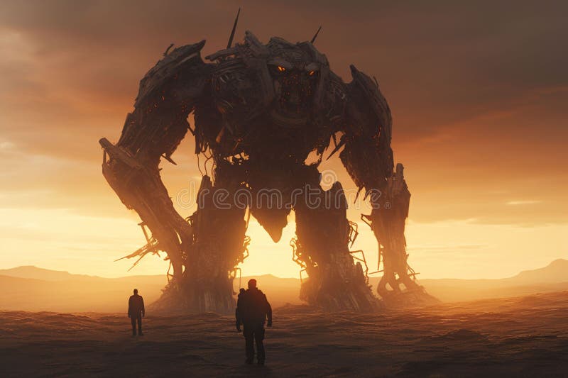 Desolate Wasteland Adorned with the Imposing Stock Illustration ...