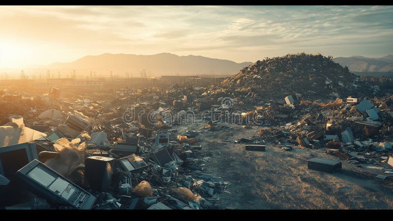 Desolate Wasteland of Consumer Waste: Decaying Electronics and Plastic ...