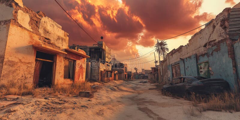 A Desolate Wasteland with Crumbling Buildings and Dusty Skies for Post ...