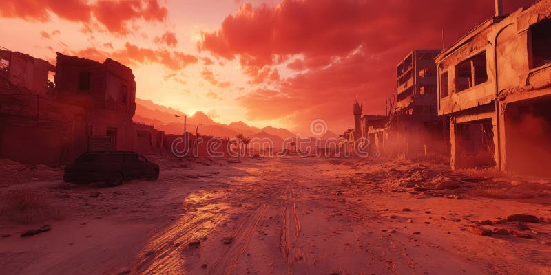 A Desolate Wasteland with Crumbling Buildings and Dusty Skies for ...