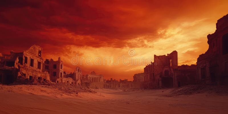 A Desolate Wasteland with Crumbling Buildings and Dusty Skies for Post ...