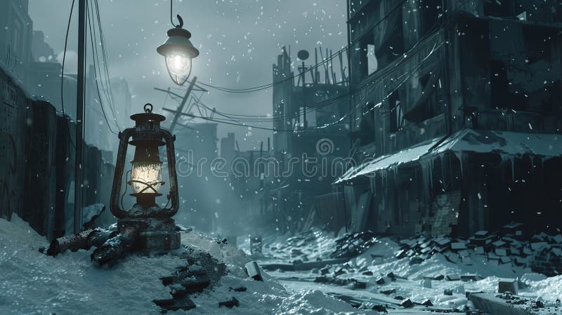 Desolate Winter Landscape of a Post Apocalyptic City with Icy Streets ...