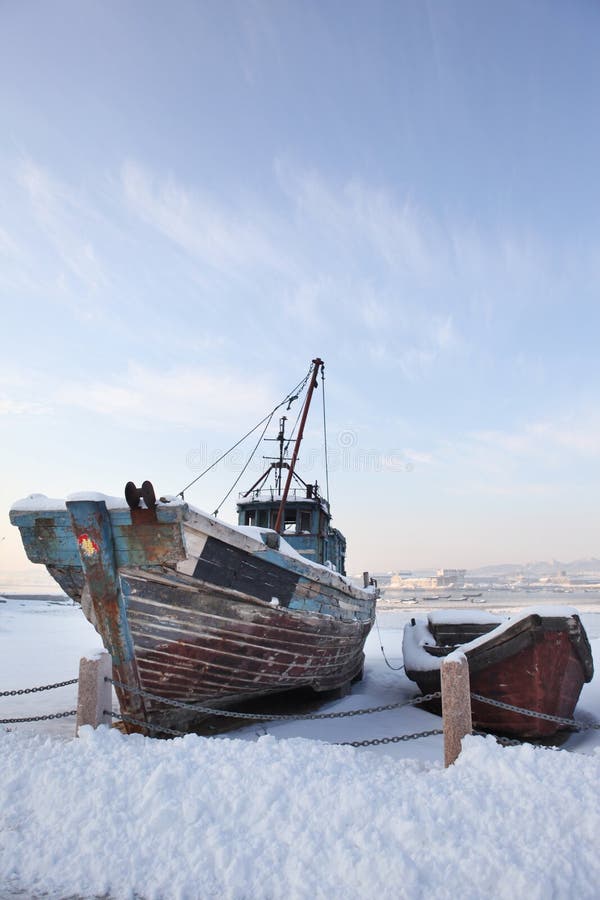 Desolated boat stock photo. Image of outdoor, snow, cold - 12647242