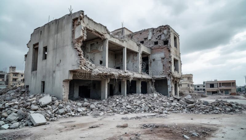 Desolated Building: Aftermath of Destruction Stock Illustration ...