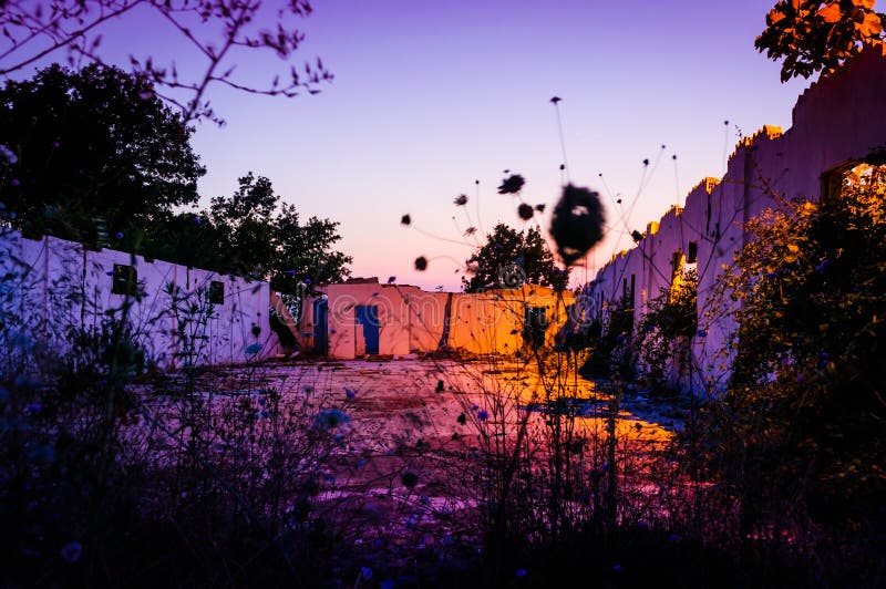 Desolated Modern Building Ruins on Rural Area Stock Image - Image of ...