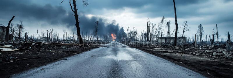 Desolation Road after Disaster a Road Cuts through a Landscape ...