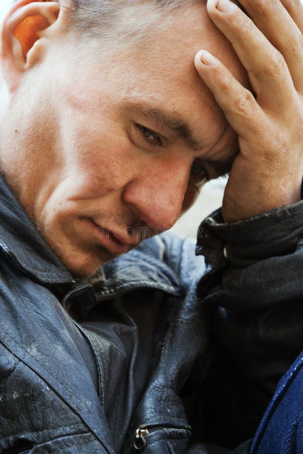 Sad Homeless Man in Depression Stock Image - Image of hopelessness ...
