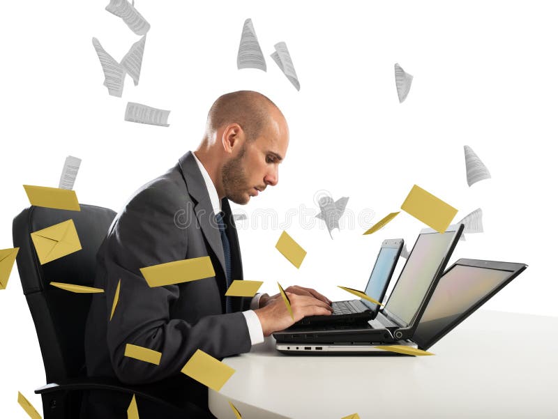 Despair and Stress for Spam E-mail Stock Image - Image of overworked ...