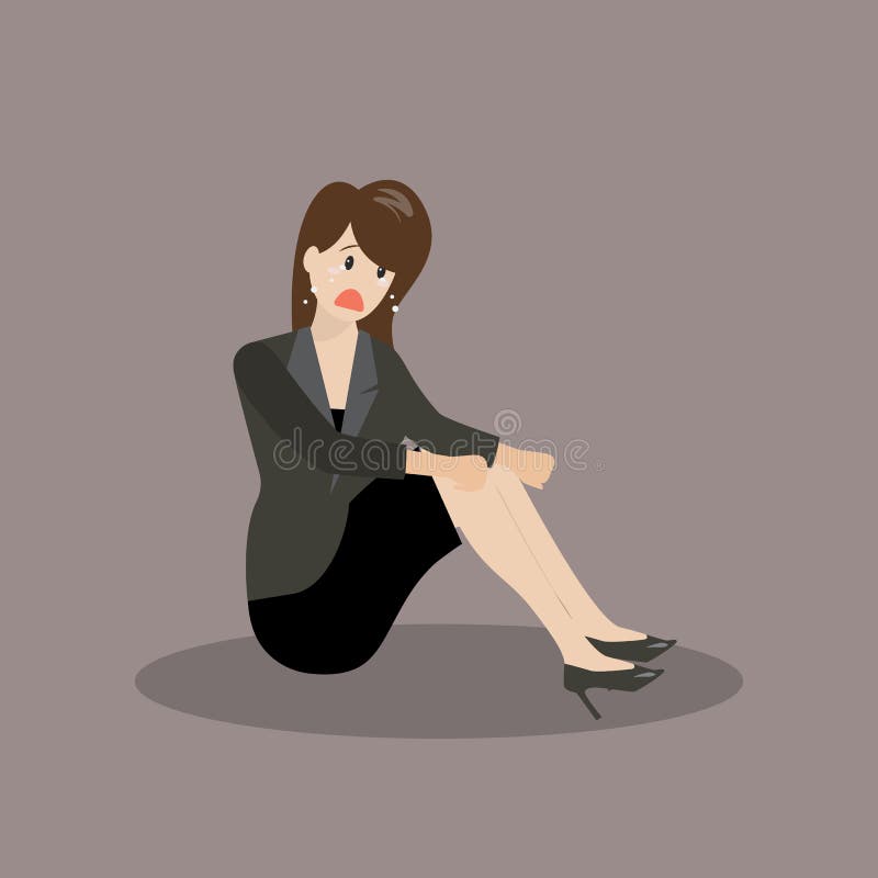 Desperate Business Woman Sitting Alone Stock Vector - Illustration of ...