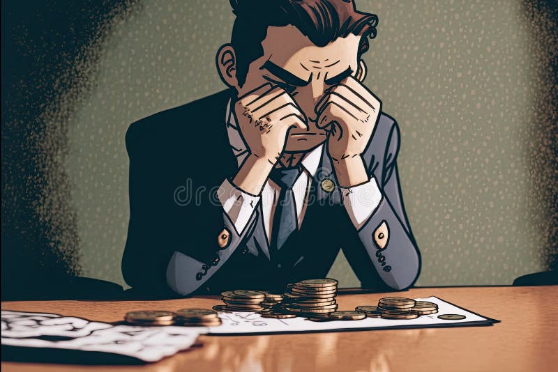 Desperate Businessman Calculating, Ai Generative Illustration Stock ...