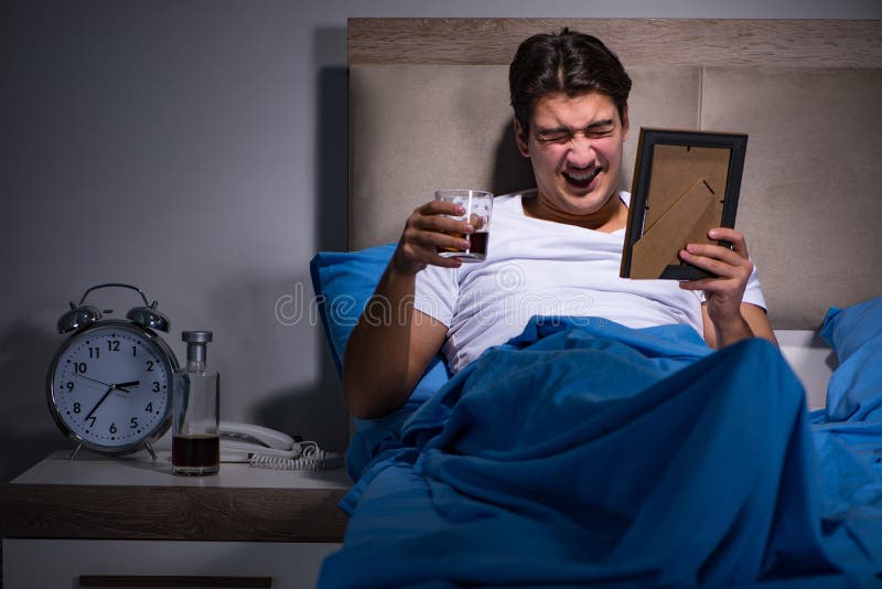 The Desperate Man Divorced in Bed Stock Photo - Image of married, male ...