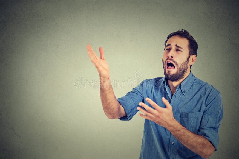 Despaired Screaming Man Against Dramatic Sky Stock Photo - Image of ...