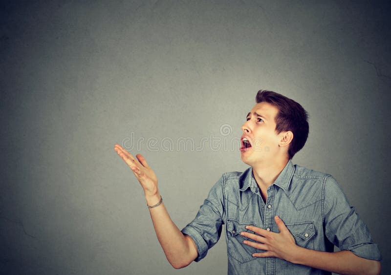 Desperate Man Screaming for Help Forgiveness Stock Photo - Image of ...