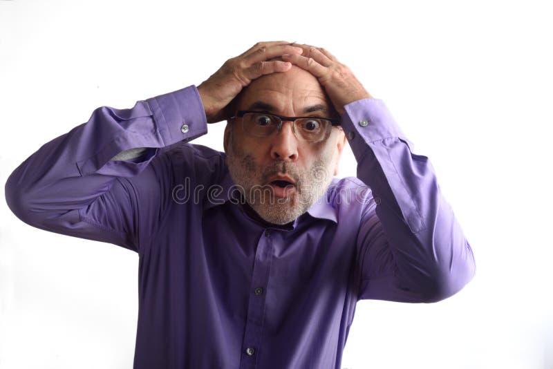 A Desperate Man with White Background Stock Image - Image of face ...