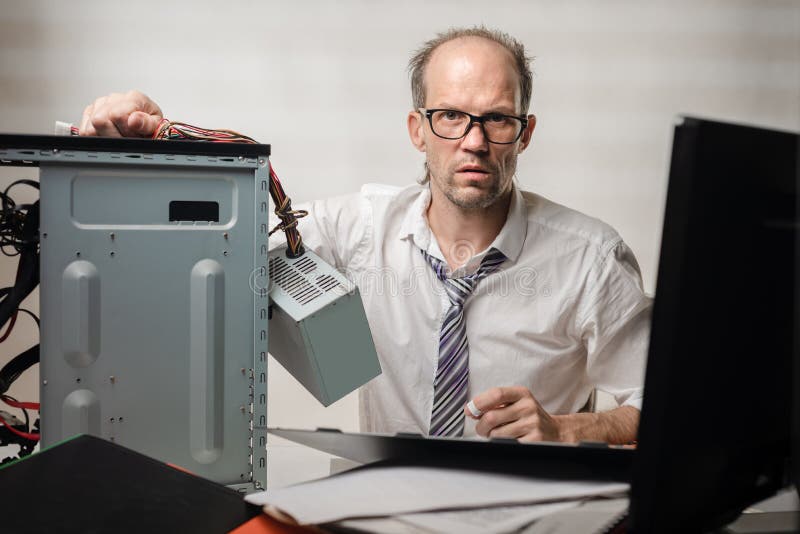 Desperate office worker stock photo. Image of stress - 215999438