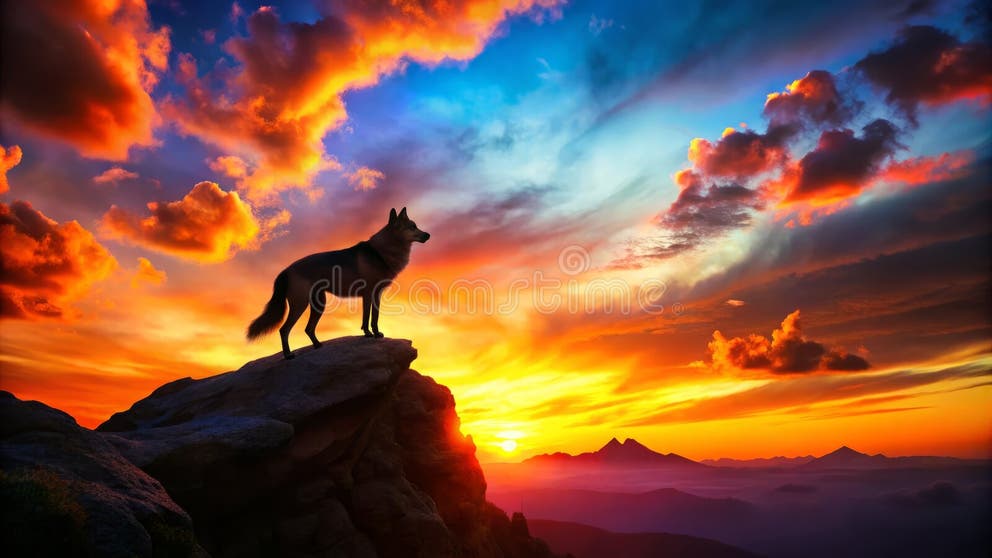 Desperate Plea at Sunset a Dramatic Cliffside Creature in Peril Stock ...