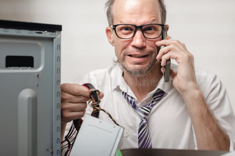 Desperate sad man stock photo. Image of self, computer - 218978414
