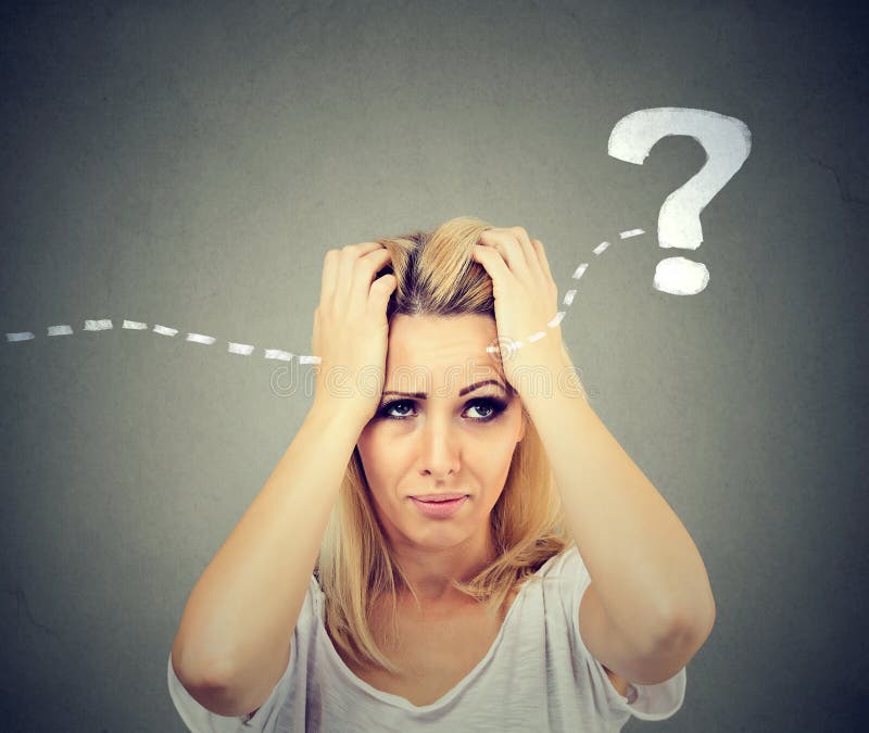 Desperate Stressed Young Woman Thinking Looking for a Solution Stock ...