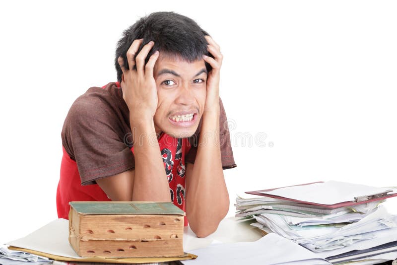 Desperate Student Over Notes Stock Photo - Image of college, future ...