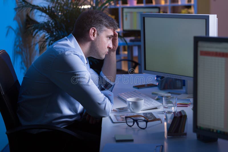 Desperate To Finish His Work Stock Photo - Image of workplace, hours ...