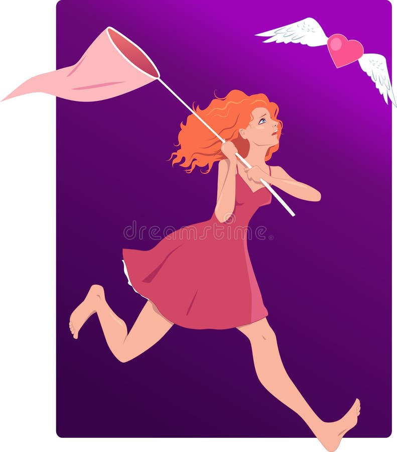 Desperate Woman Chasing Love Stock Vector - Illustration of lonely ...