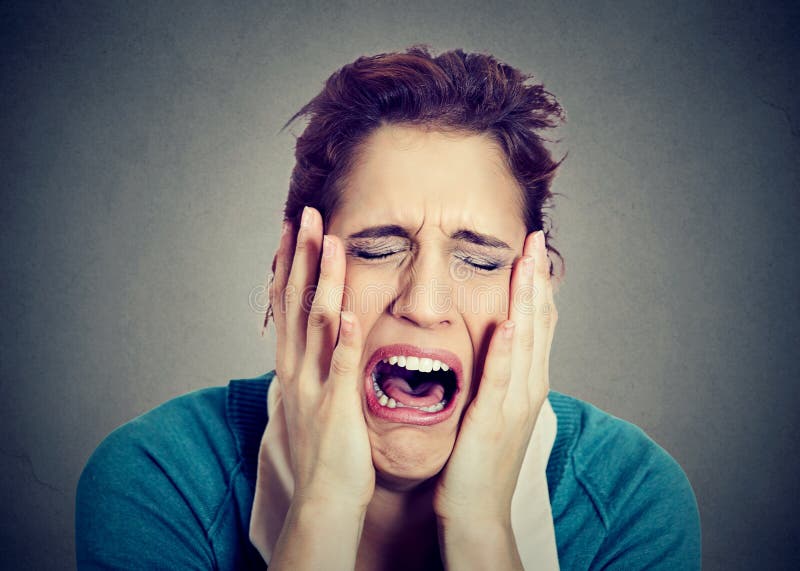 Portrait of Sad Desperate Woman Crying Feeling Emotional Pain. Human ...