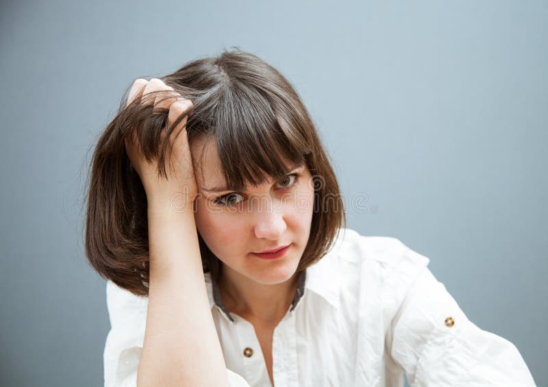 Despondent Young Woman Gazing Up at the Ceiling Stock Photo - Image of ...