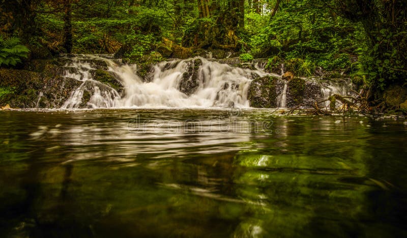 Dess Waterfall in Scotland with Long Shutter Speed Stock Photo - Image ...