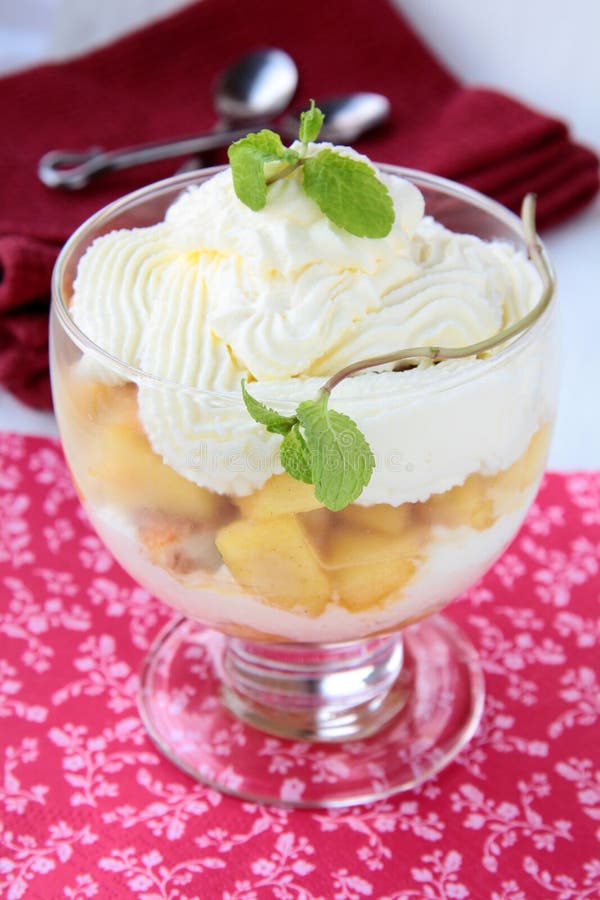 Dessert Apples and Whipped Cream Stock Photo - Image of cuisine, bakery ...
