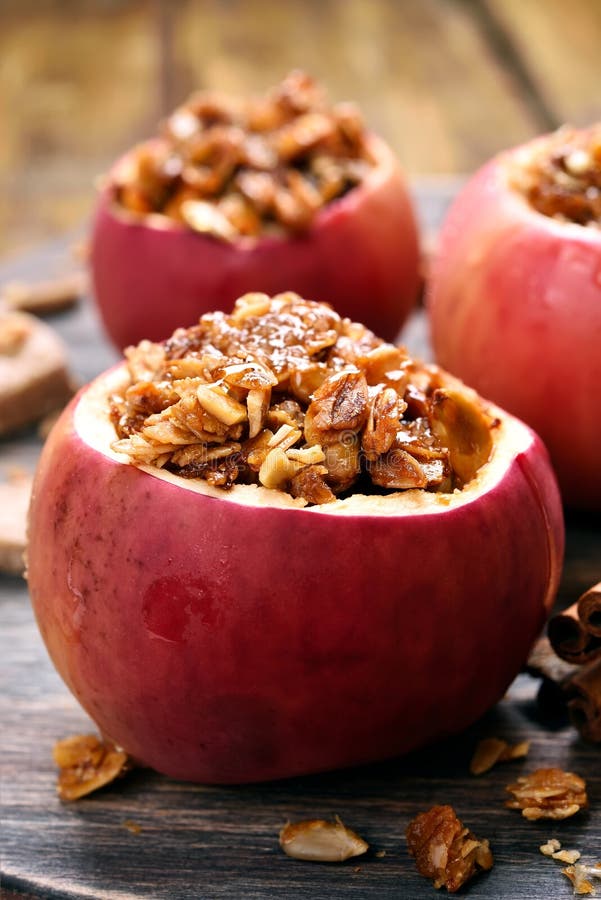 Dessert Baked red apples stock photo. Image of food, closeup - 65545504