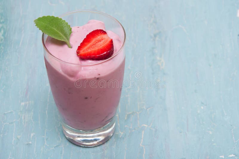 Dessert on a Blue Background Stock Image - Image of indoors, food: 62592133