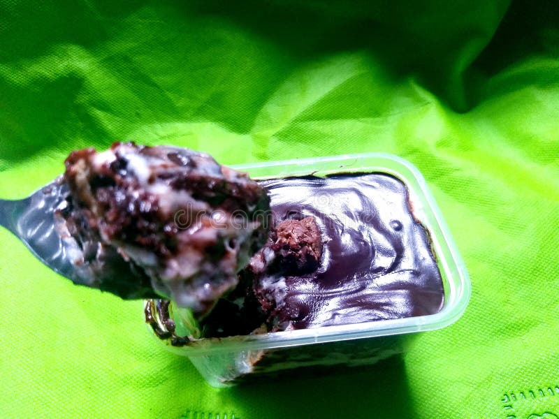 Dessert Box Chocolate with Brownies Cake and Wipphy Cream Stock Photo ...