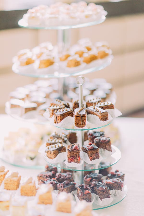 Dessert Buffet Close-up with Delicious Sweet Chocolate Icing Bakery ...