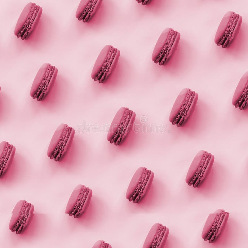 Dessert Cake Macaron or Macaroon on Trendy Background Top View. Flat ...